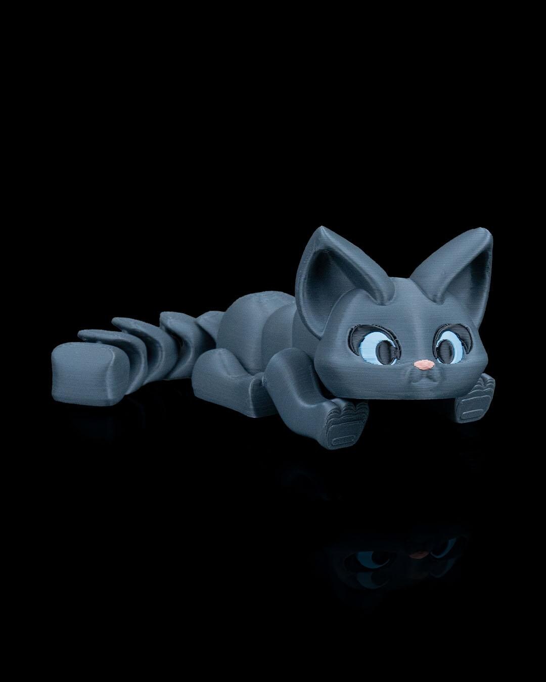 Customizable 3D Printed Flexi Kitty, Articulated Cat Fidget Toy, Cute ...
