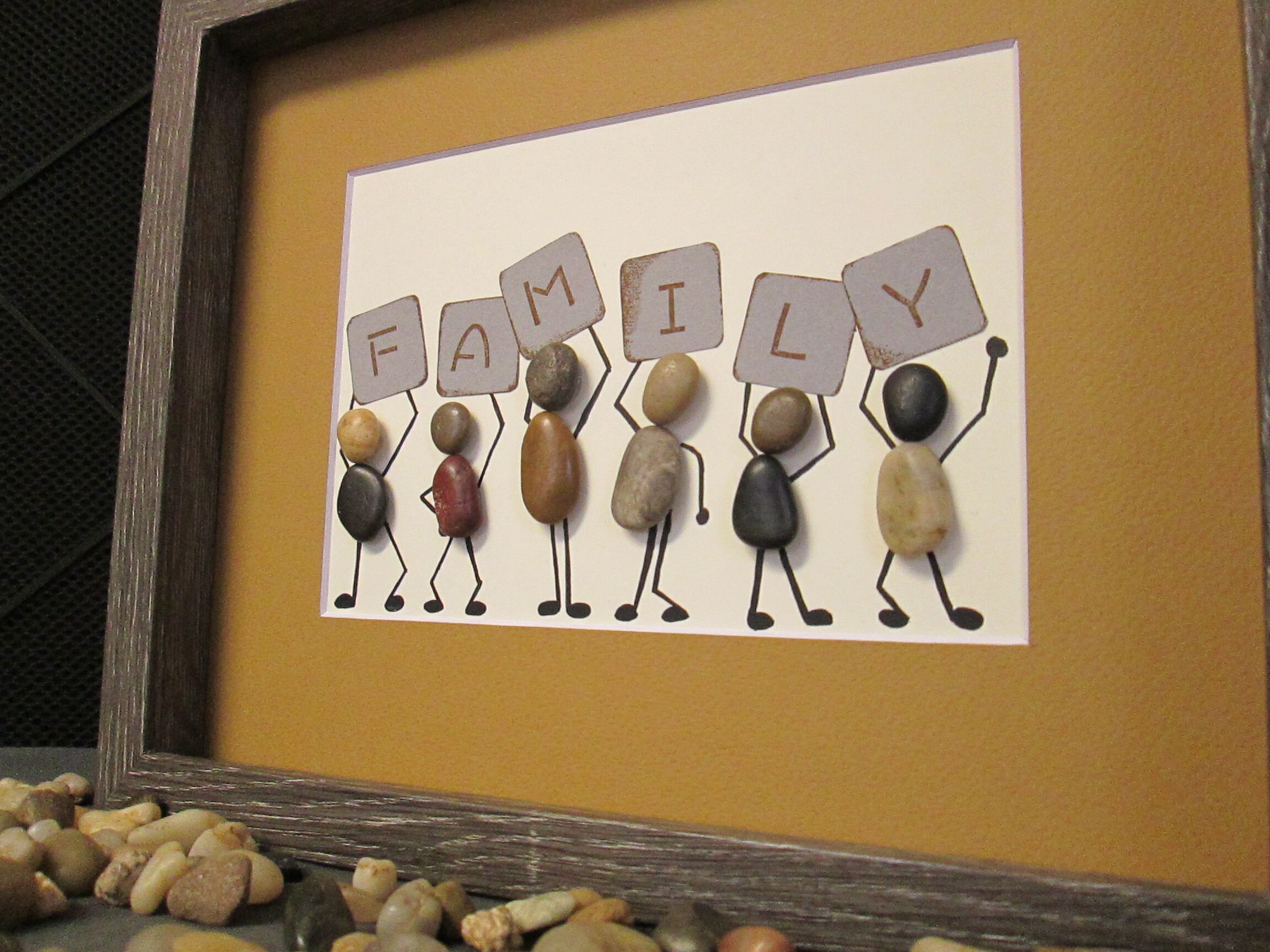 Framed Pebble Art - Pebble People FAMILY - Etsy