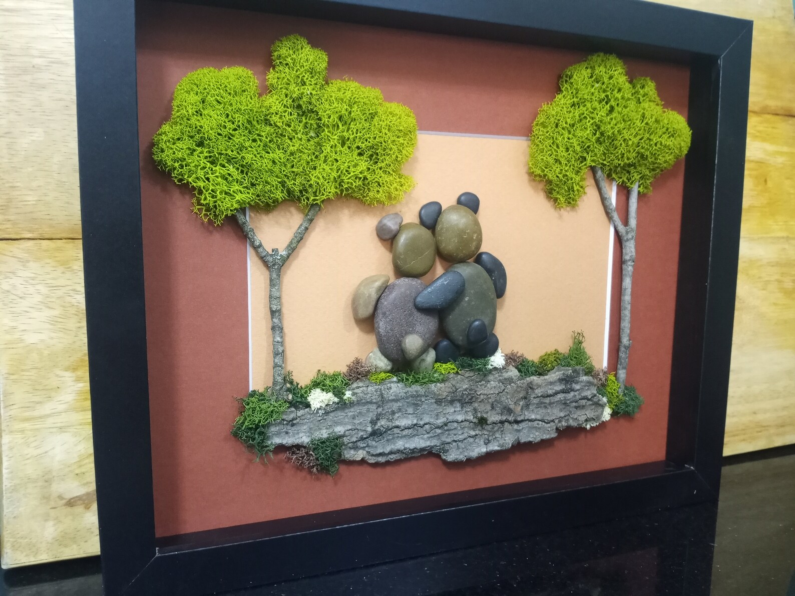 Framed Pebble Art - Teddy Bears Brown and Black - Etsy