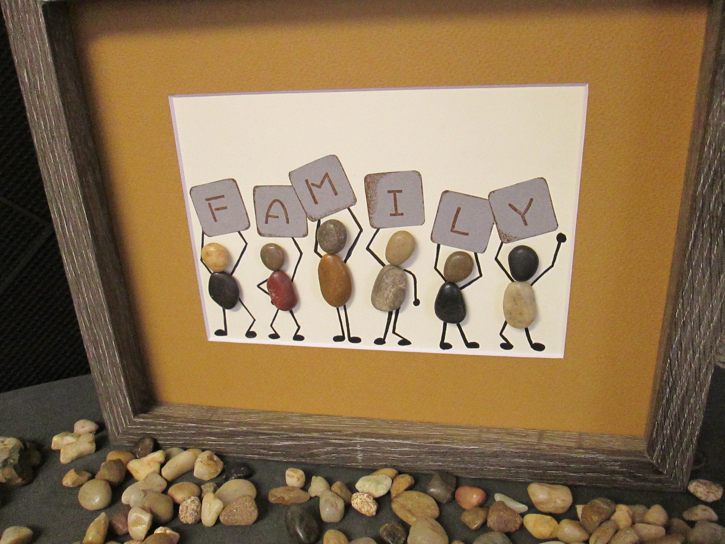 Framed Pebble Art - Pebble People FAMILY - Etsy