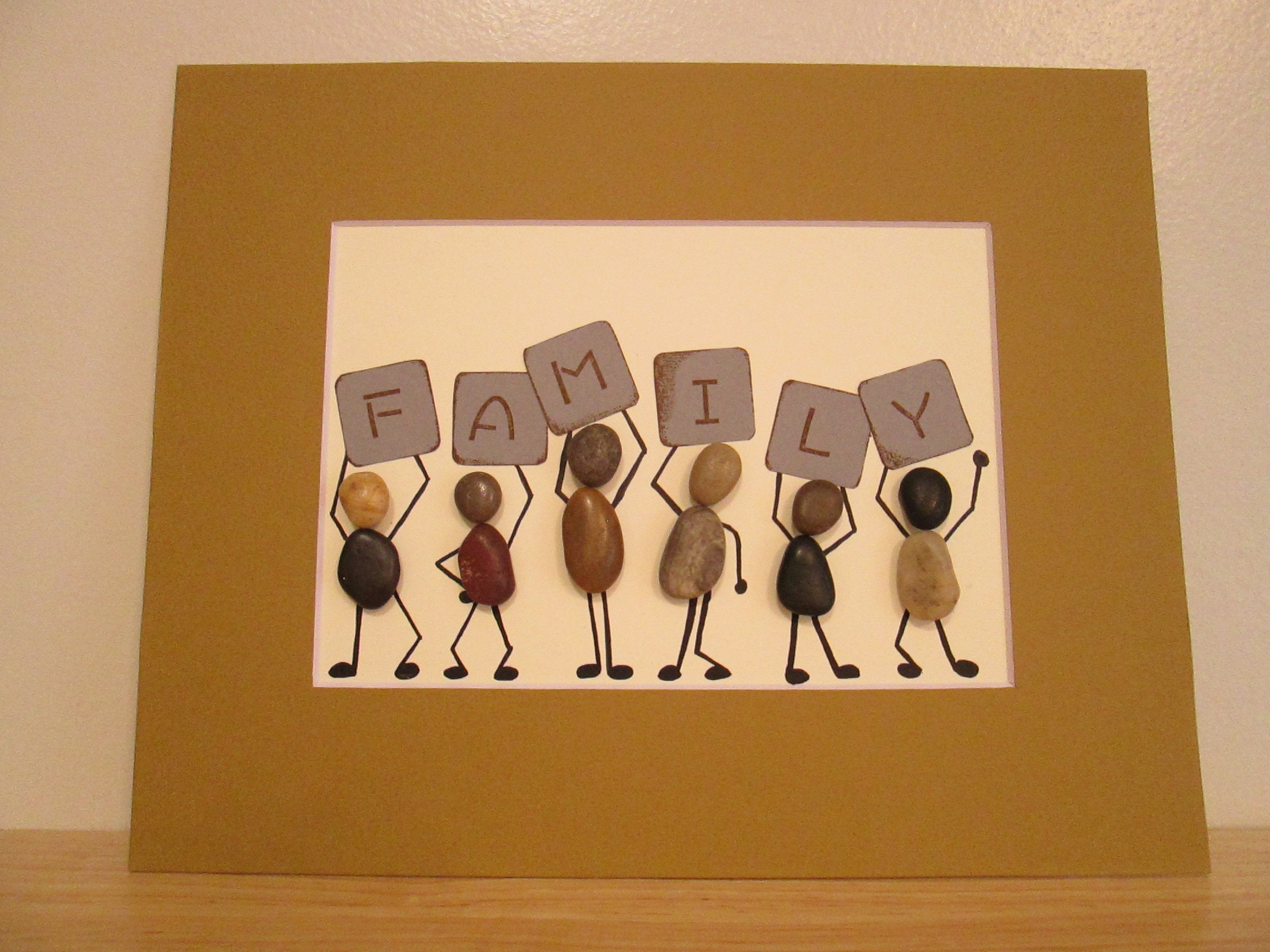 Framed Pebble Art - Pebble People FAMILY - Etsy