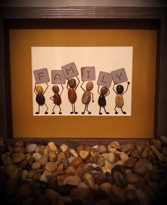 Framed Pebble Art Pebble People FAMILY - Etsy