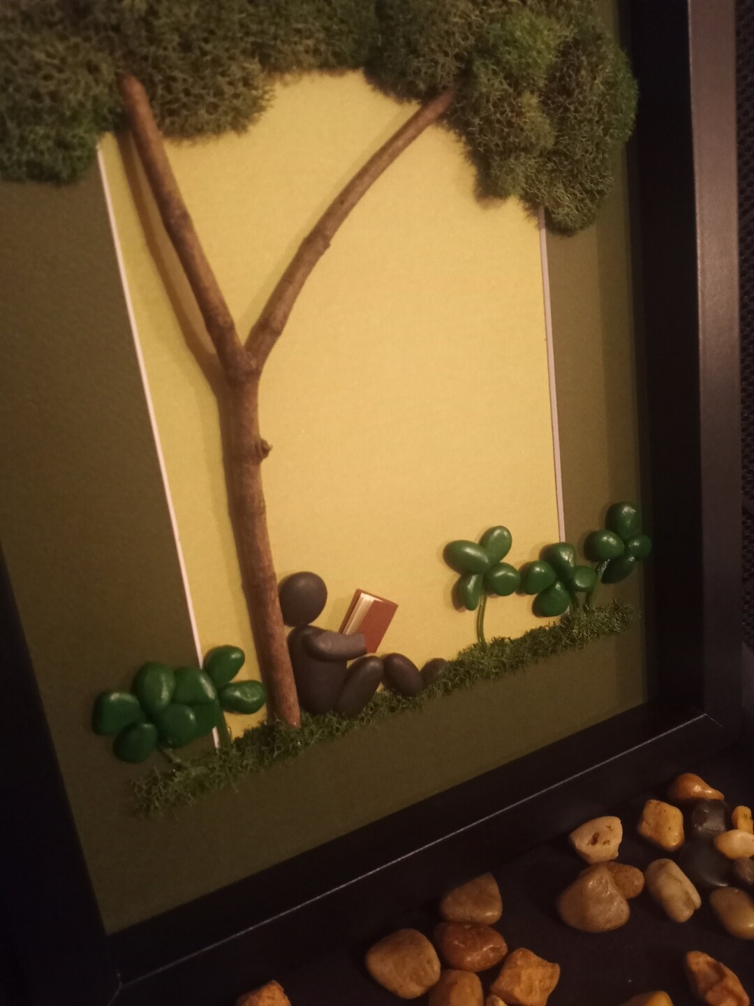 Framed Pebble Art Good Luck and a Good Book - Etsy