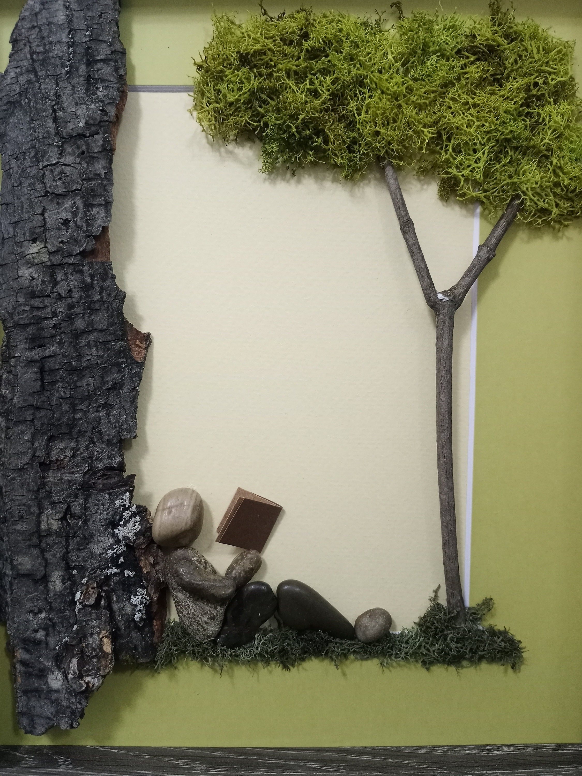 Framed Pebble Art Reading in Nature - Etsy