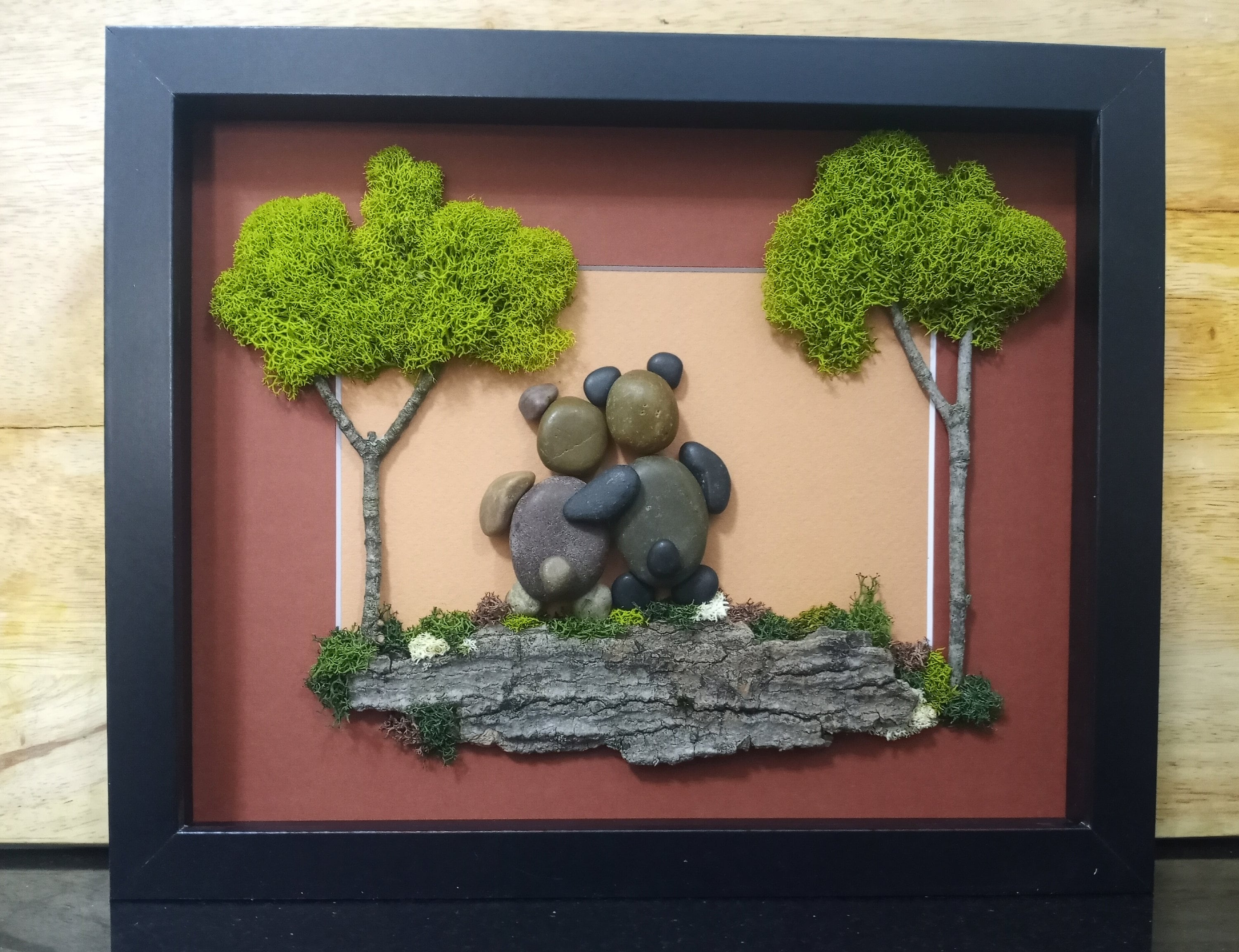 Framed Pebble Art - Teddy Bears Brown and Black - Etsy