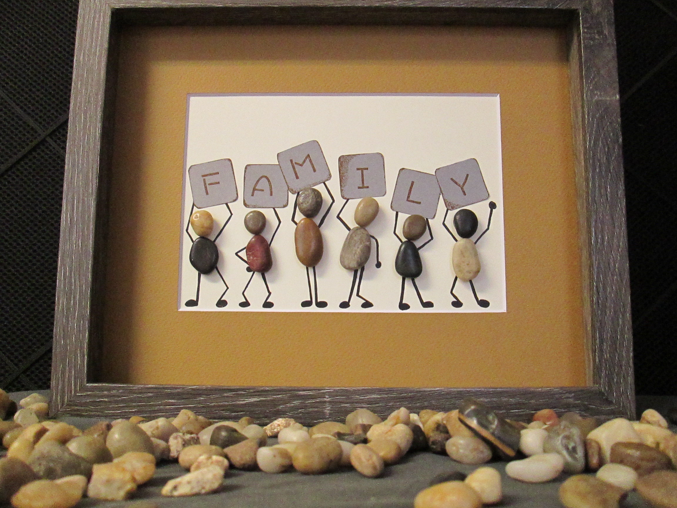 Framed Pebble Art - Pebble People FAMILY - Etsy
