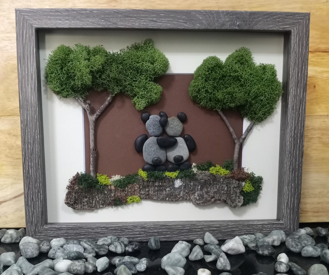 Framed Pebble Art - Teddy Bears Black and Gray - Etsy