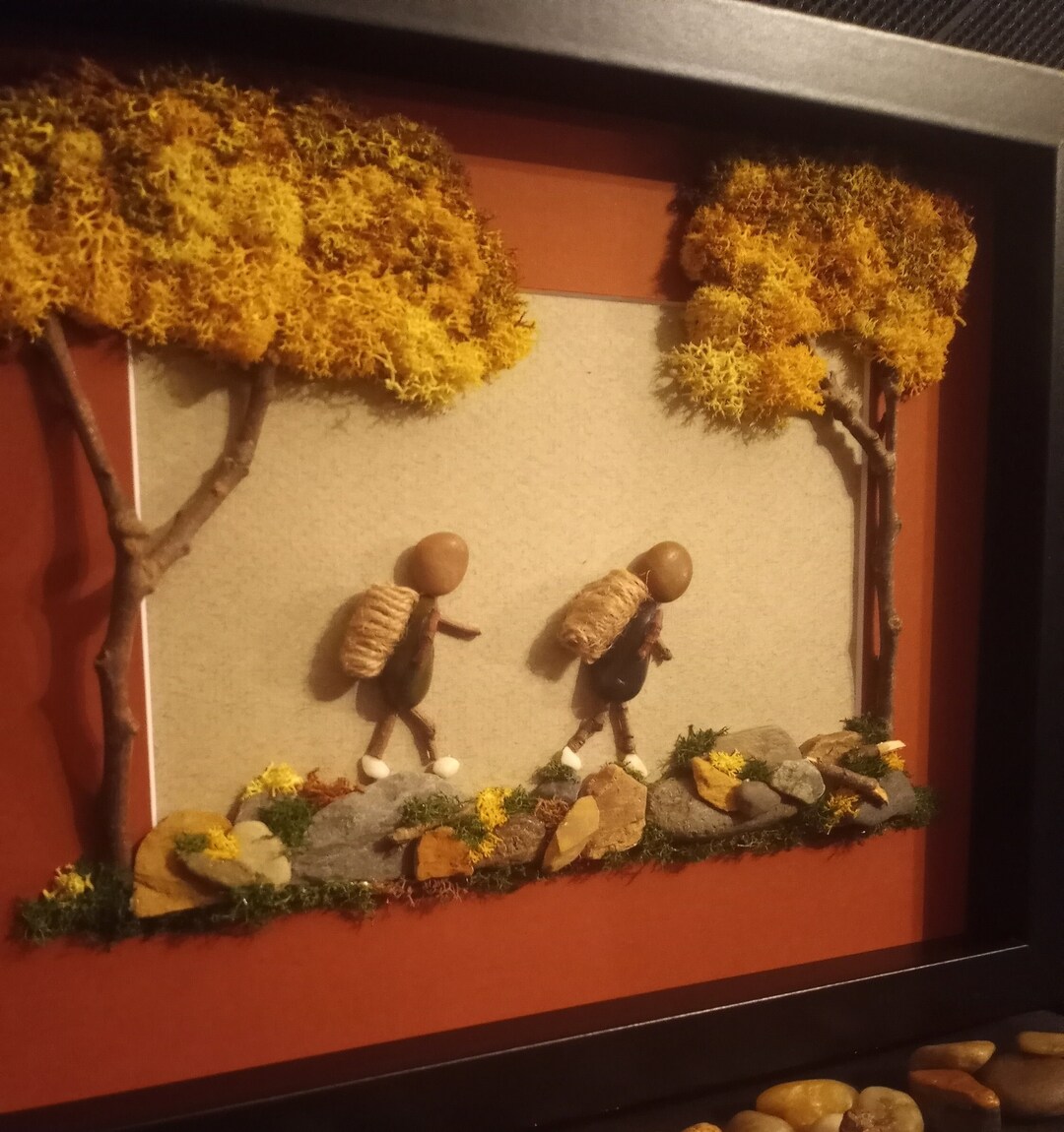 Framed Pebble Art Hiking With Pebble Packs 2 - Etsy