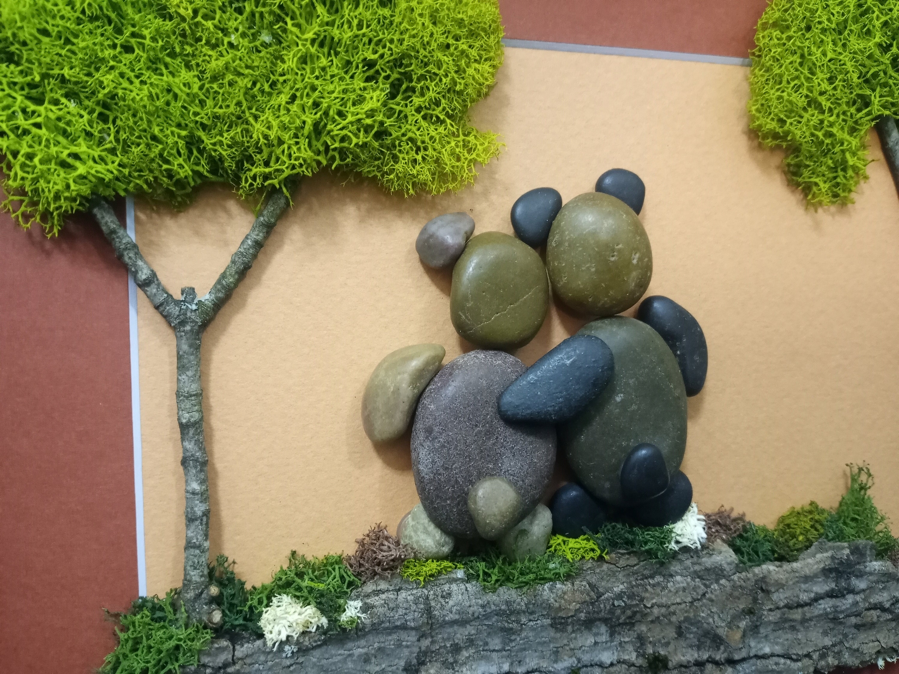 Framed Pebble Art Teddy Bears Brown and Black - Etsy