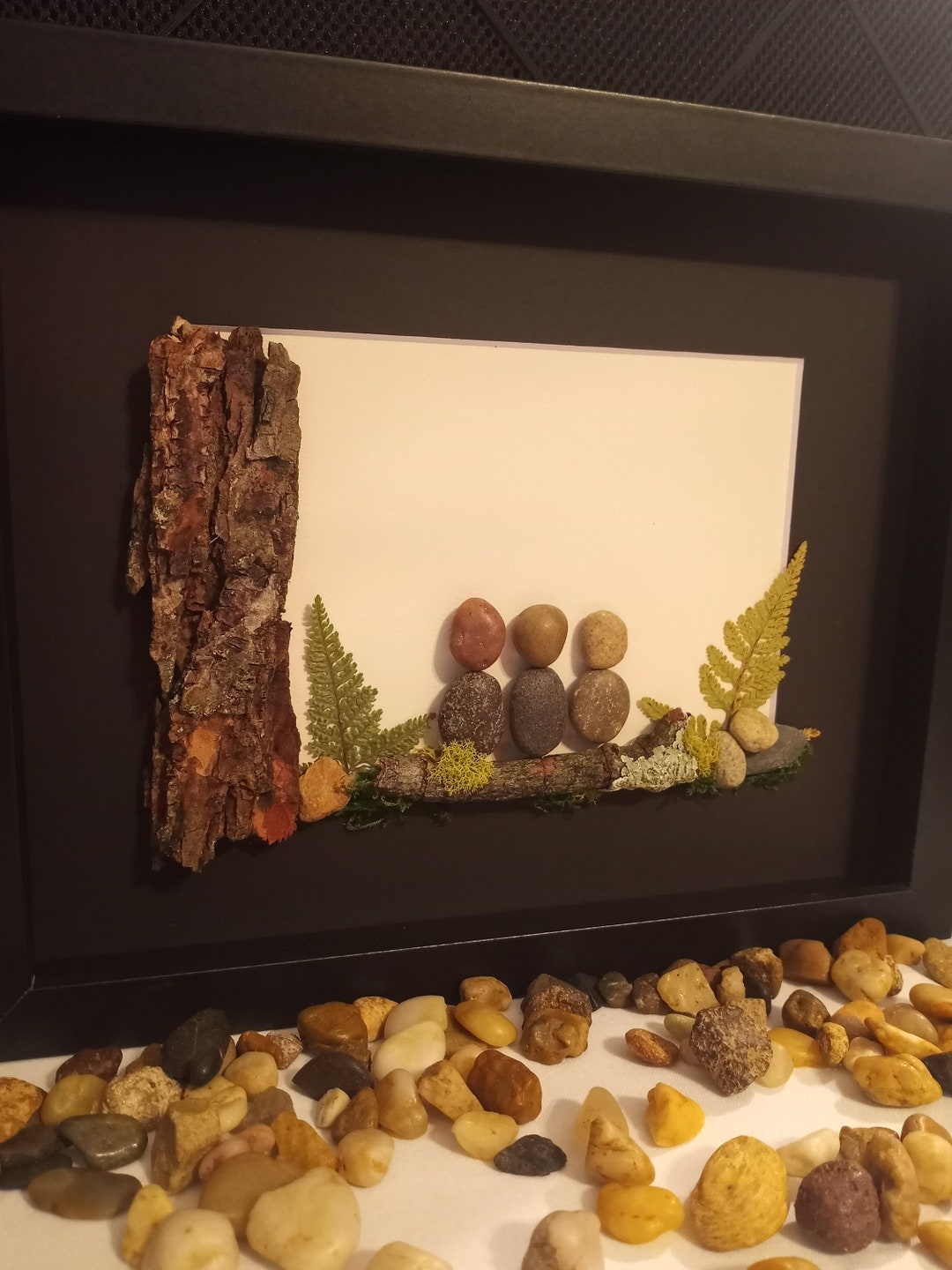 Framed Pebble Art - Simple Family of 3 - Etsy