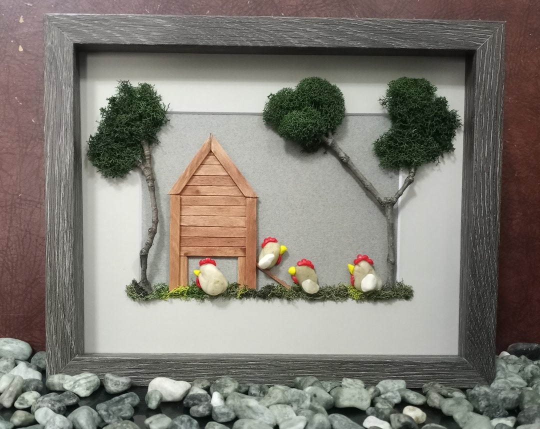 Framed Pebble Art - Chicken Coop - Etsy