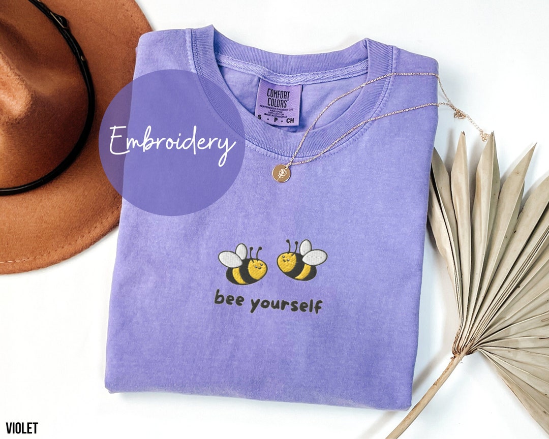 Embroidered Comfort Colors T-shirt Cute Bee Shirt Embroidered T Shirt Motivational Shirt Bee ...