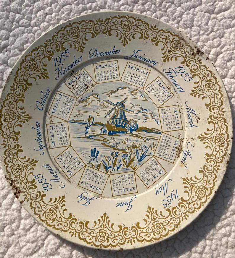 1955 Metal Calendar Plate Dutch Scene - Etsy