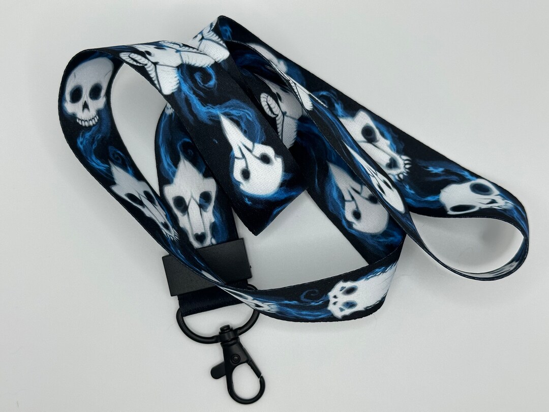 Occult Blue Fire Skulls Lanyard - Satanic Demonic Spirit Skulls and ...