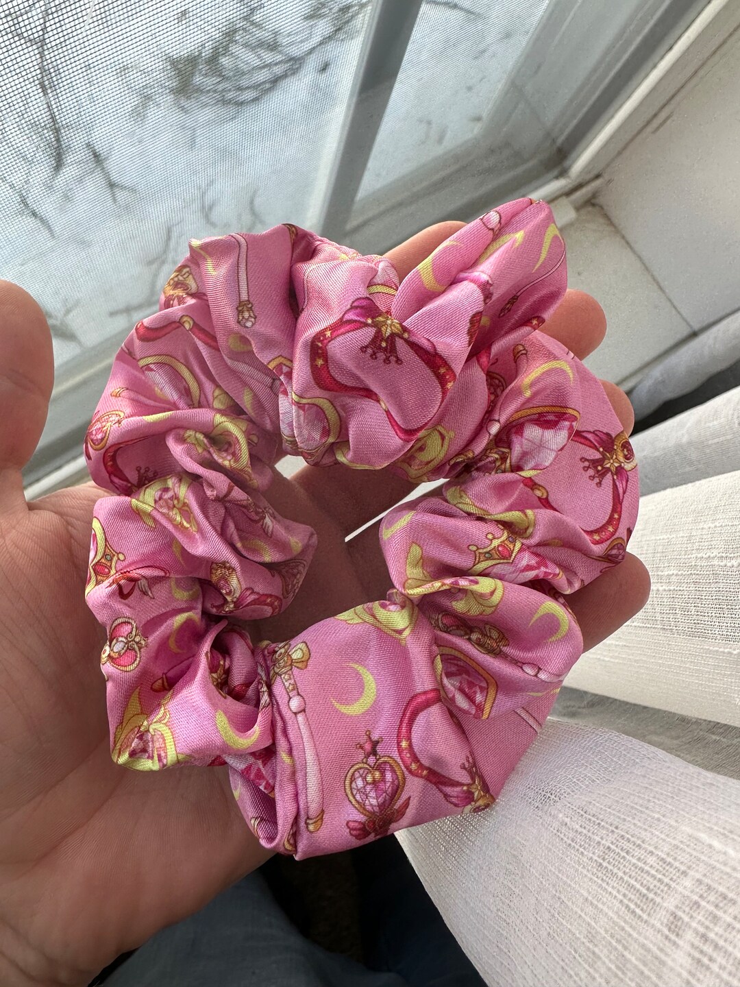 Moon Senshi Hair Scrunchie Satin Texture Pink Hair-tie - Etsy