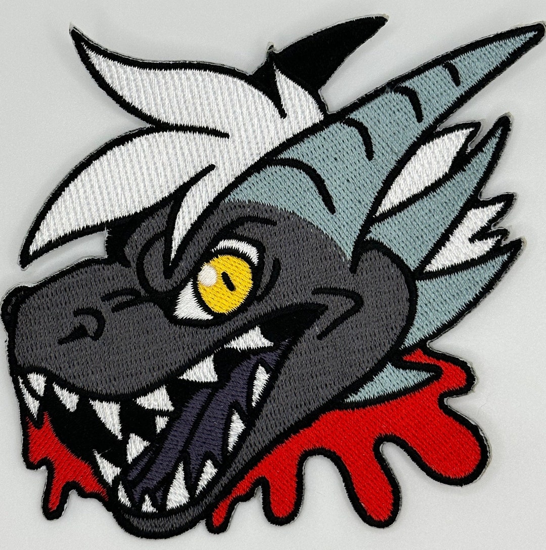 Iron-on Dragon Patch - Big 5" Black and Gray Dragon Punk - Etsy