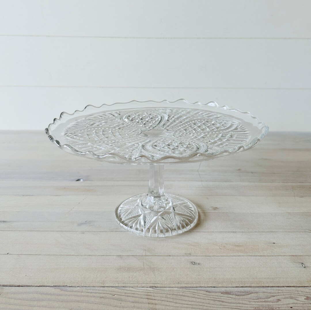 EAPG Antique Crystal Clear Cake Stand Higbee 9 Inch Diameter - Etsy
