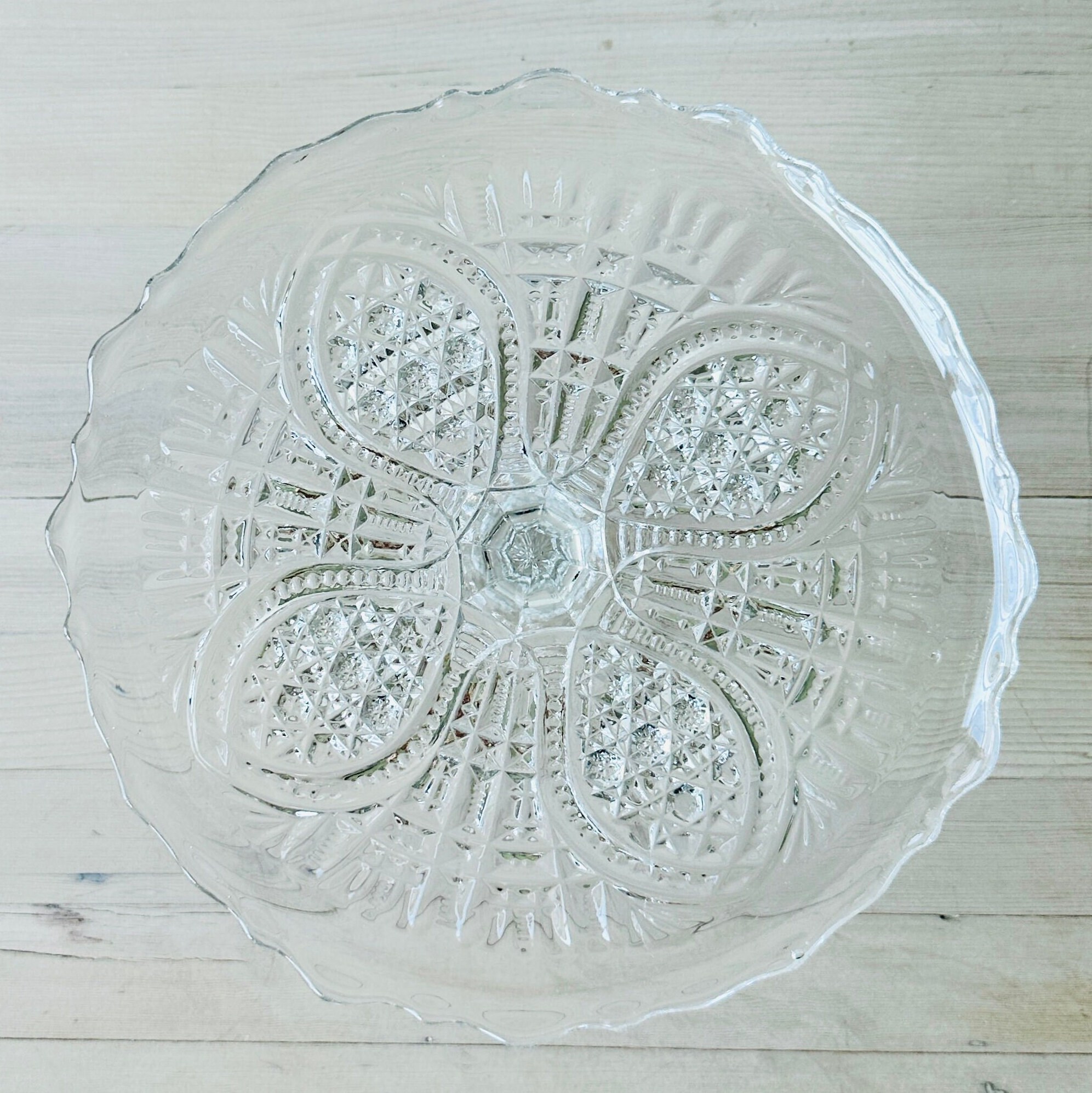 EAPG Antique Crystal Clear Cake Stand Higbee 9 Inch Diameter - Etsy
