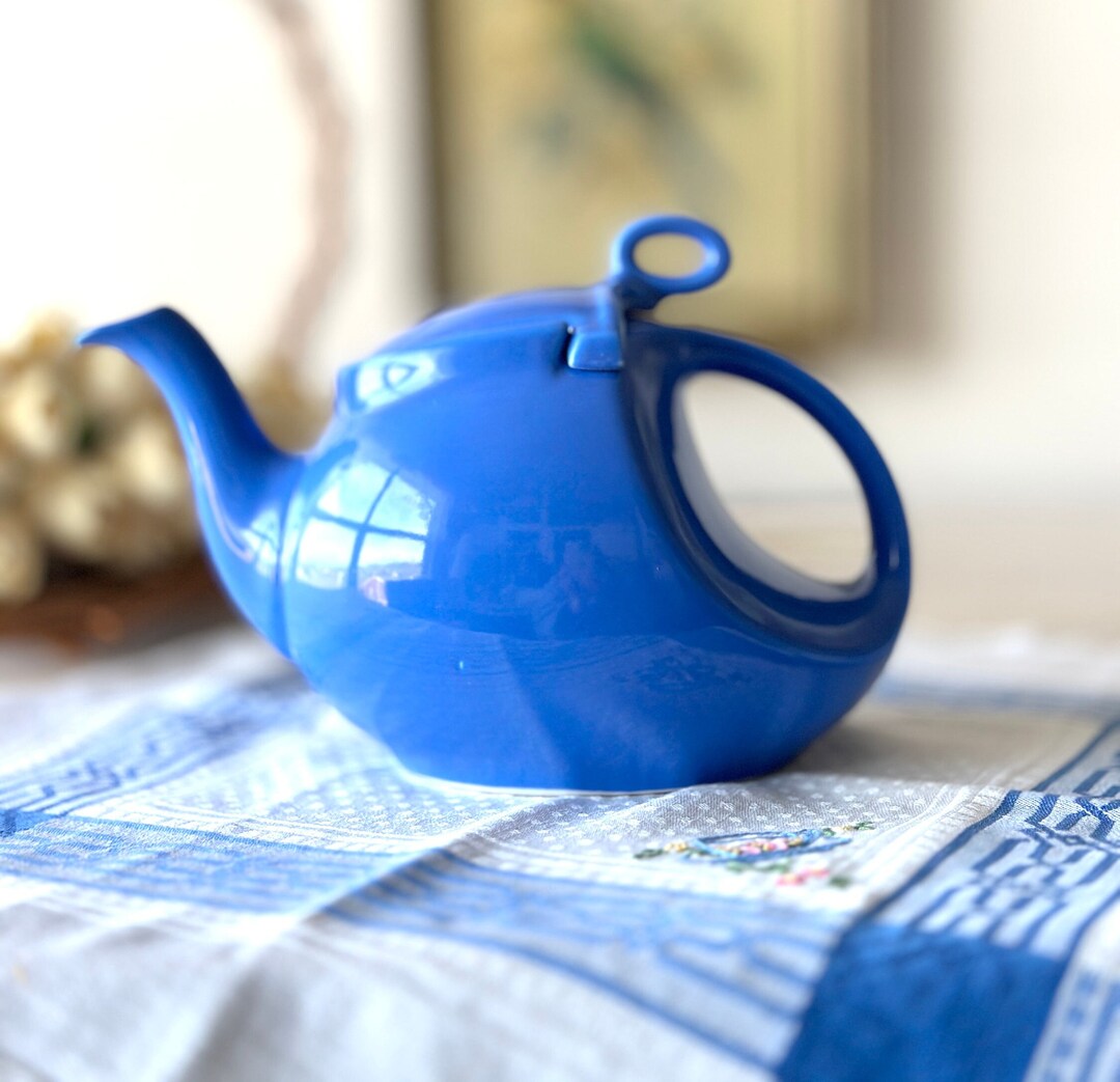 1930's Hall Pottery Art Deco Cornflower Blue Teapot - Etsy