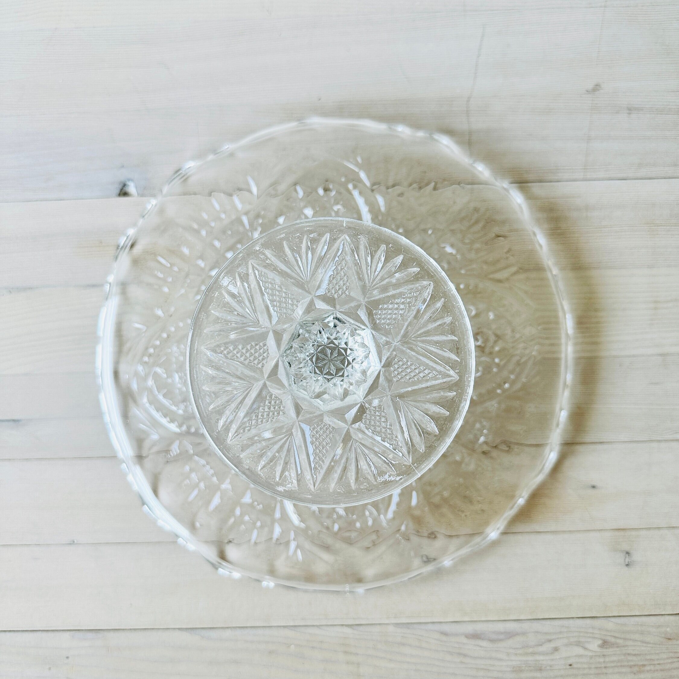 EAPG Antique Crystal Clear Cake Stand Higbee 9 Inch Diameter - Etsy