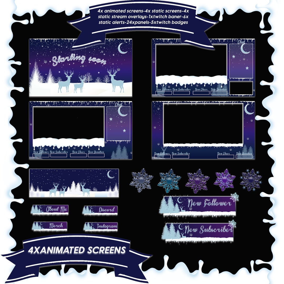 Stream Bundle-package Twitch-overlays-snow - Etsy
