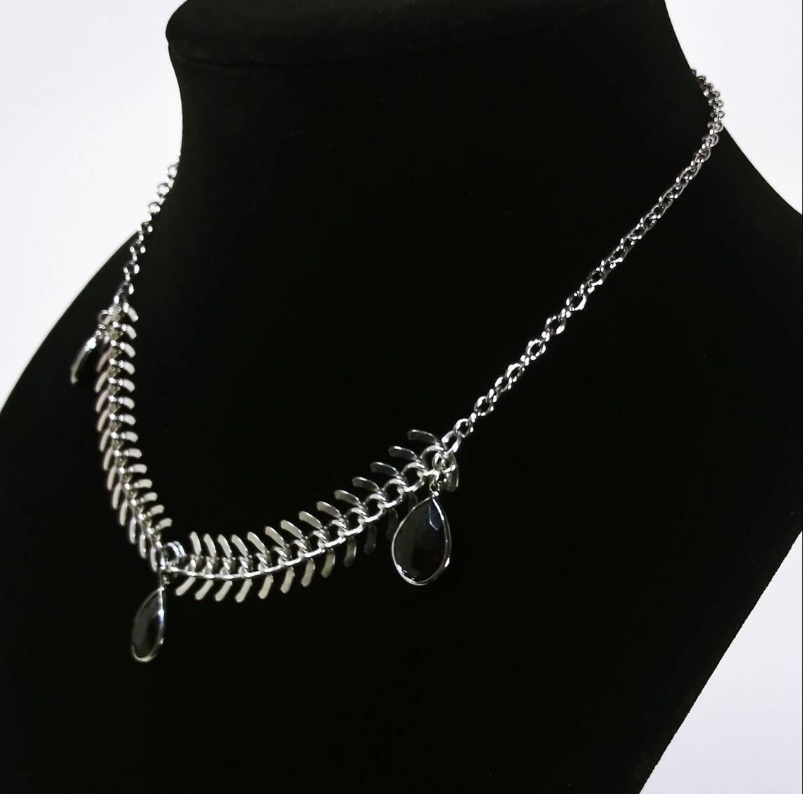 Fishbone Chain Necklace and Earring Set - Etsy