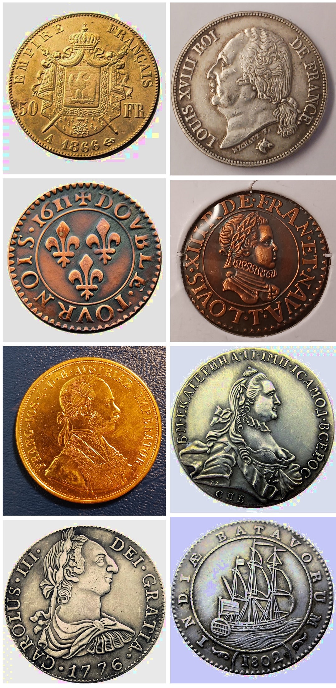 SALE!!!! - 7 DIFFERENT OLDER Foreign Coin Reproductions - Etsy