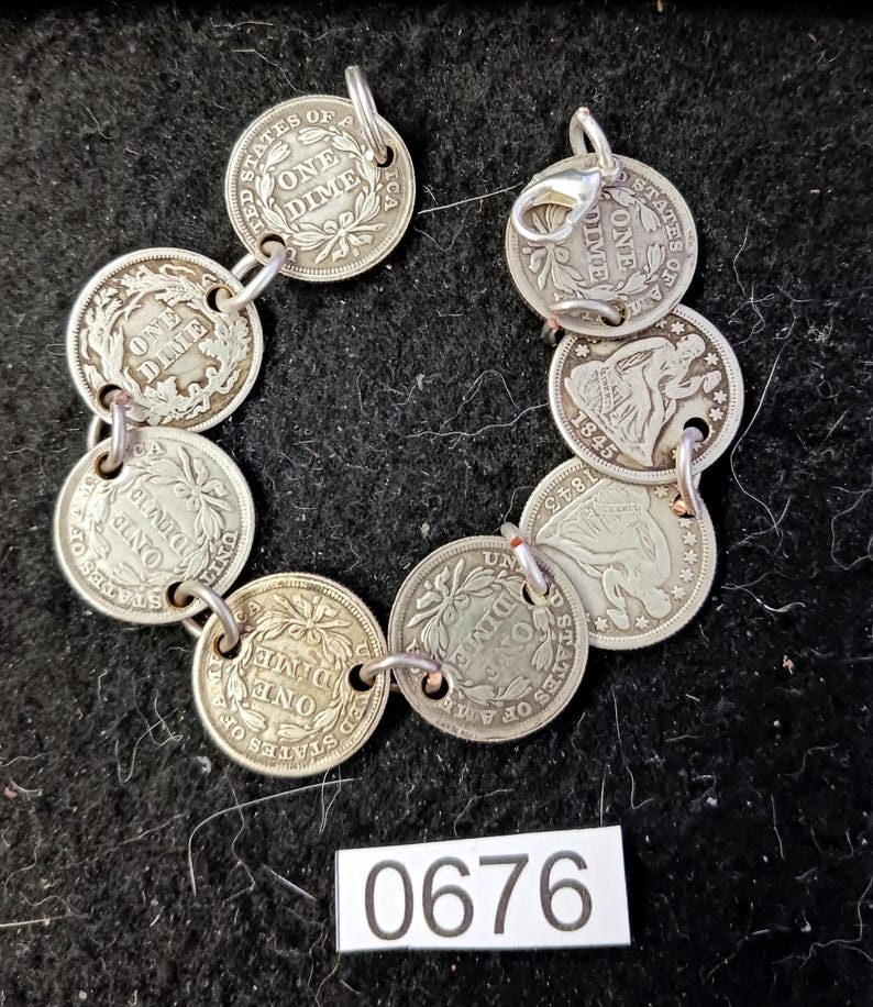 0676 Antique Reproduction Dime Fantasy Bracelet - Etsy