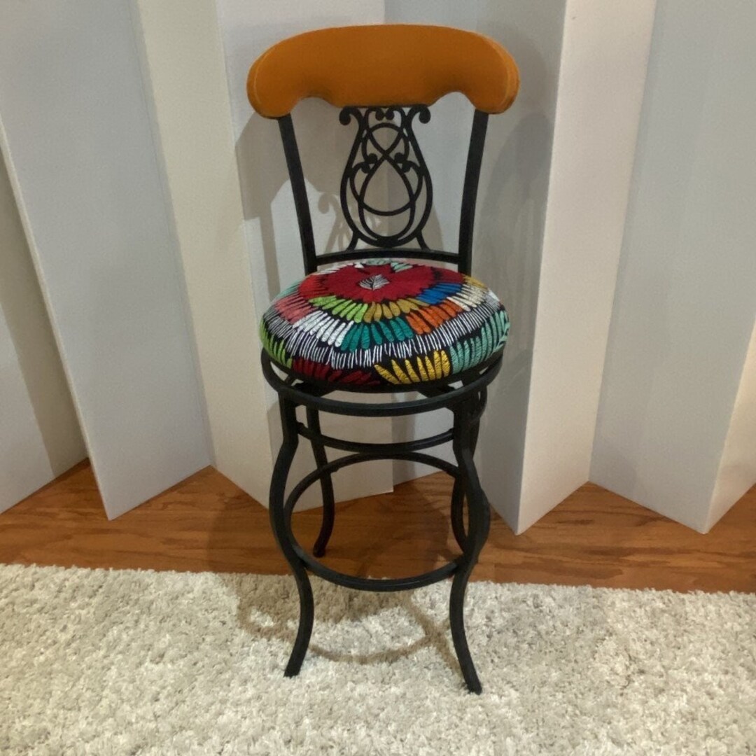 Up-cycled Bar Stool Authentic Mexican Embroidery - Etsy