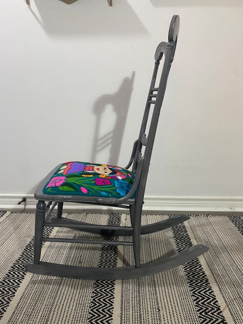 Antique Mexican Embroidered Rocking Chair - Etsy