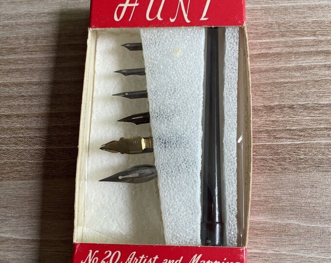 Vintage Hunt Mapping/artist Pens, Dip Pen, Nibs in Box With Holder #20 ...