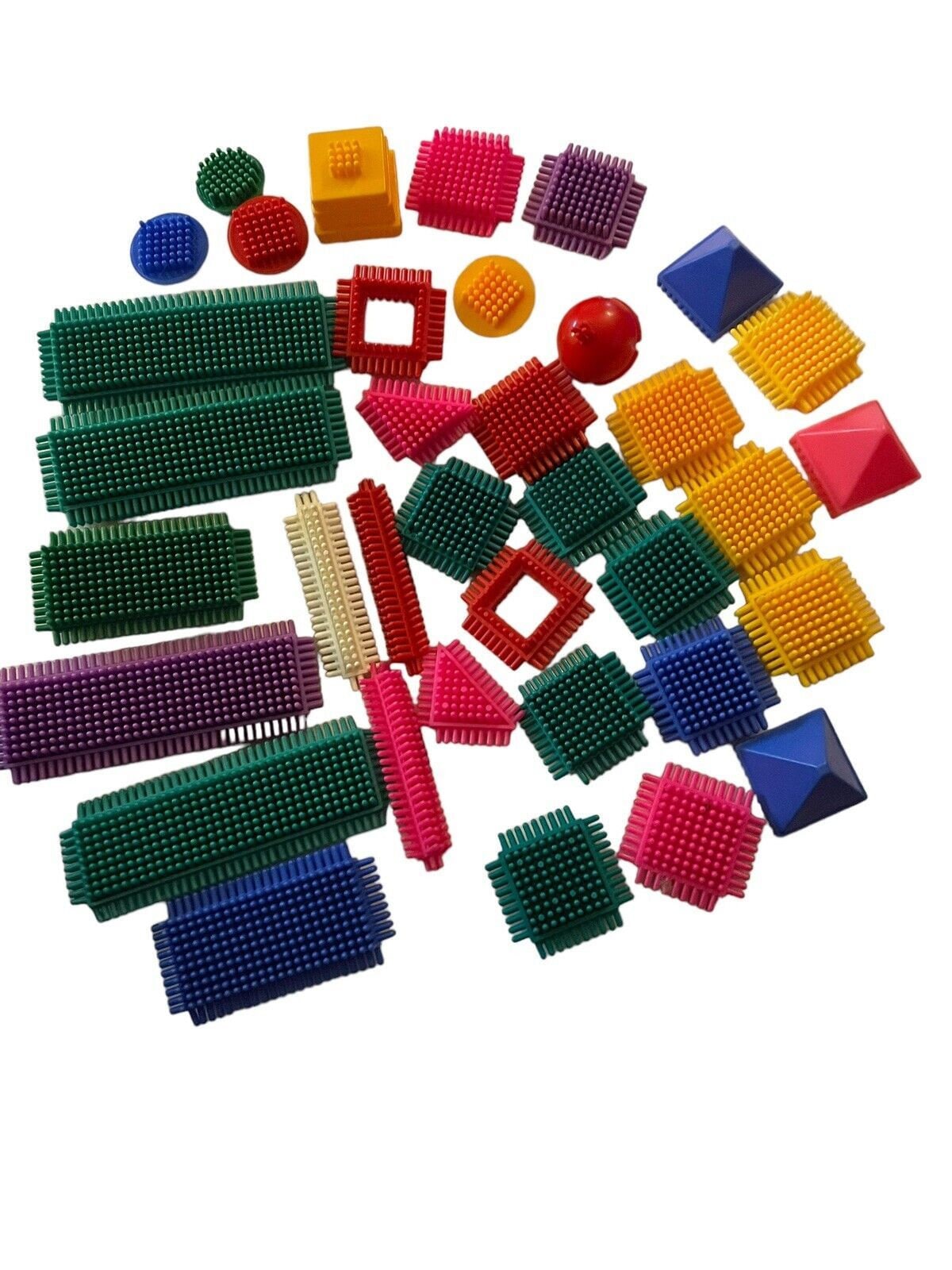 Vintage Bristle Blocks Plastic Building Blocks Lot of 36 Pieces Sensory ...