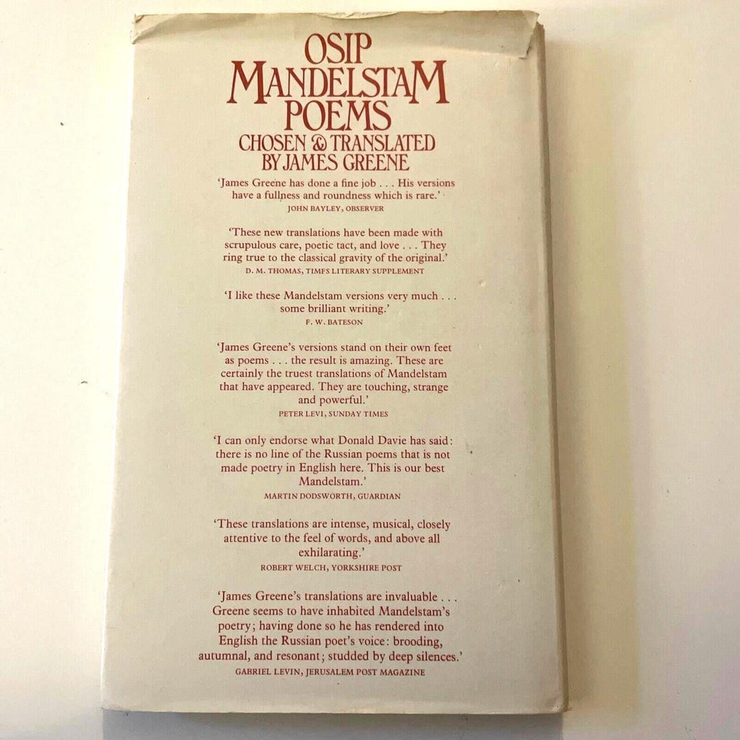 Osip Mandelstam Poems Russian Poet Hardcover Dust Jacket 1980 Edition ...