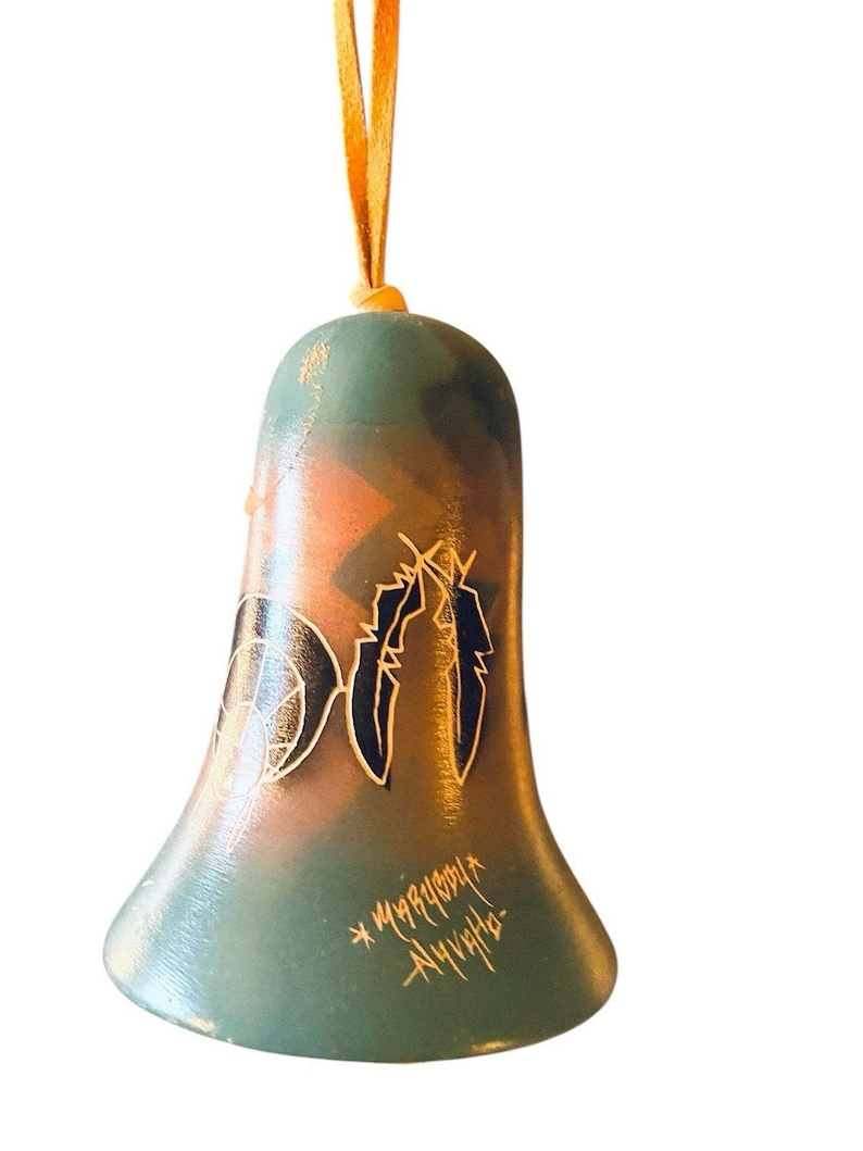 Navajo Pottery Wind Bell Native American Etched Hand Painted Tribal ...