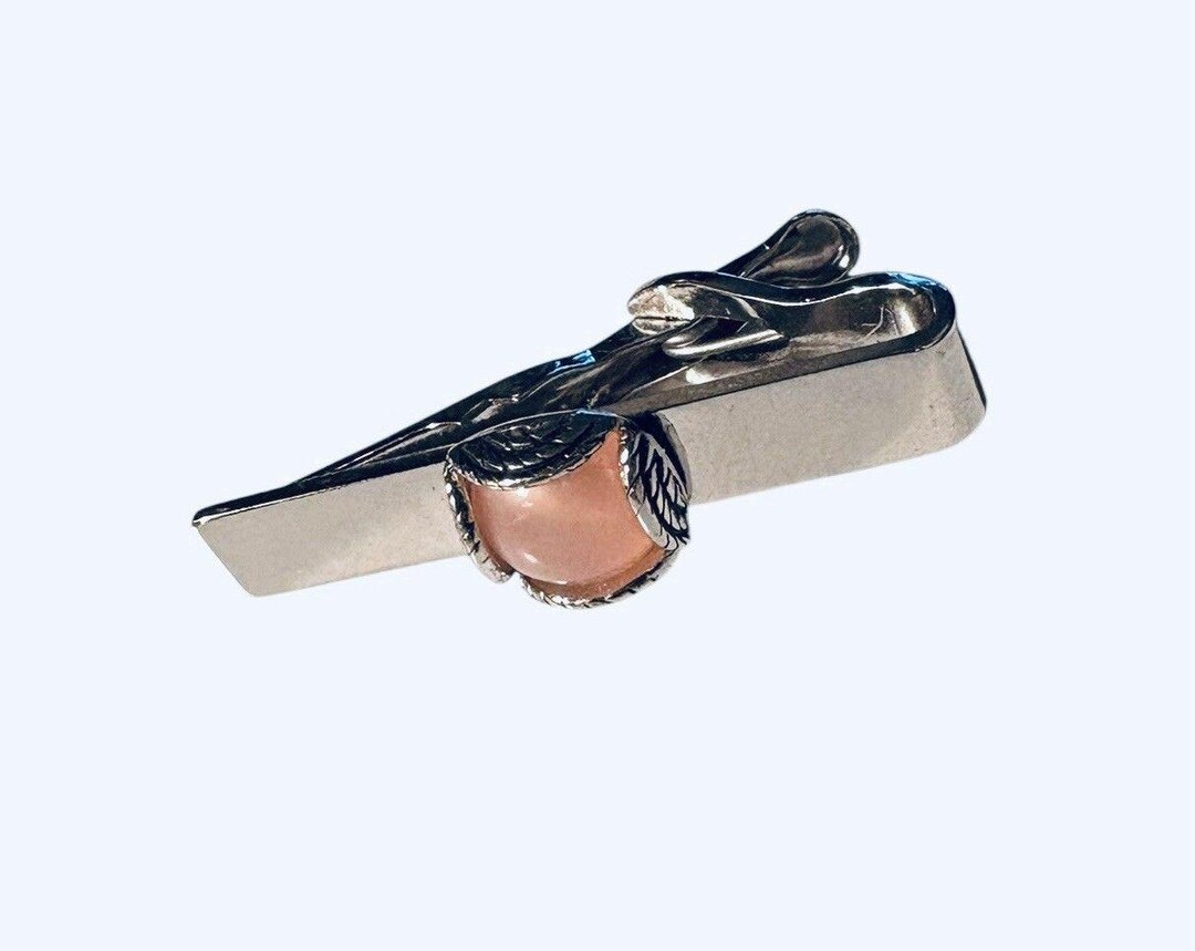 Swank Tie Clip Silver Tone With Pink Stone 1.5 Vintage - Etsy