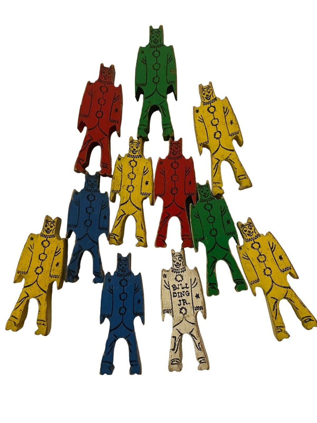 Vintage Bill Ding Jr. the Original Balancing Clowns Wood Used Lot If 11 ...