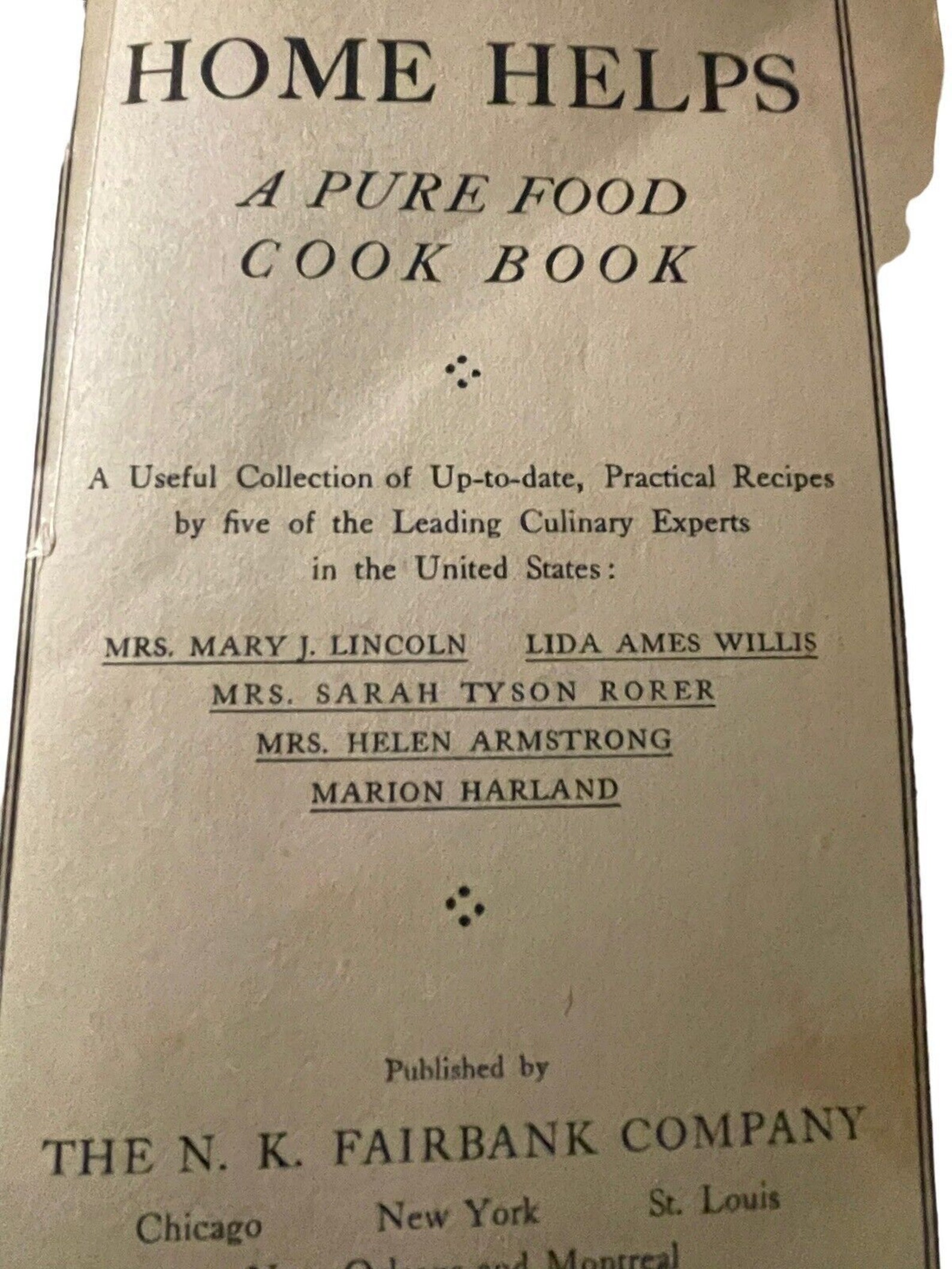 Home Helps Cookbook Circa 1910 Cottolene Cottonseed Oil - Etsy