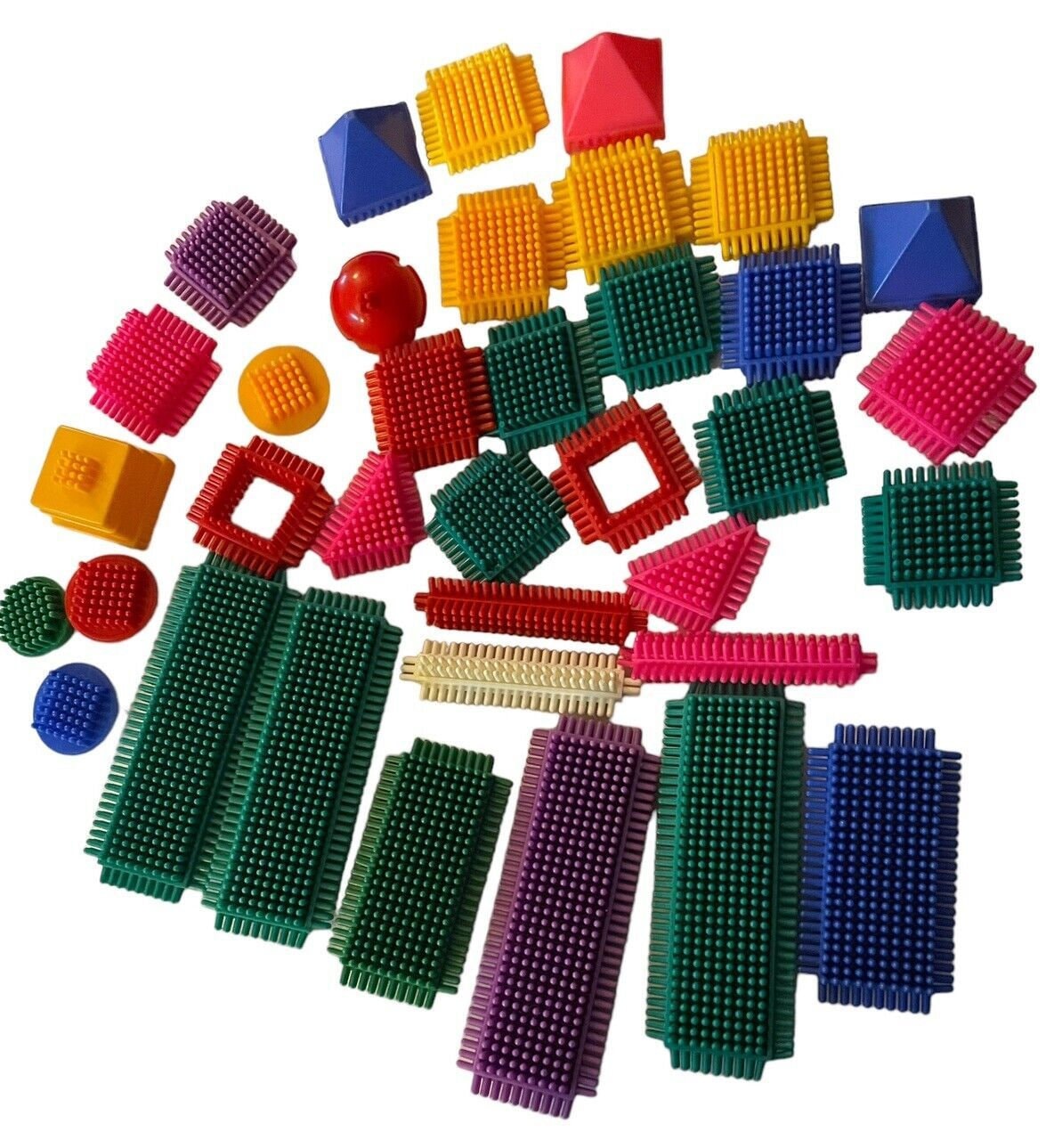 Vintage Bristle Blocks Plastic Building Blocks Lot of 36 Pieces Sensory ...