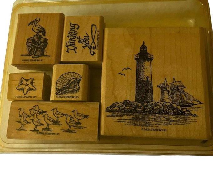 Stampin up CALM SEAS Lighthouse Ocean Sea Rubber Stamps Set - Etsy