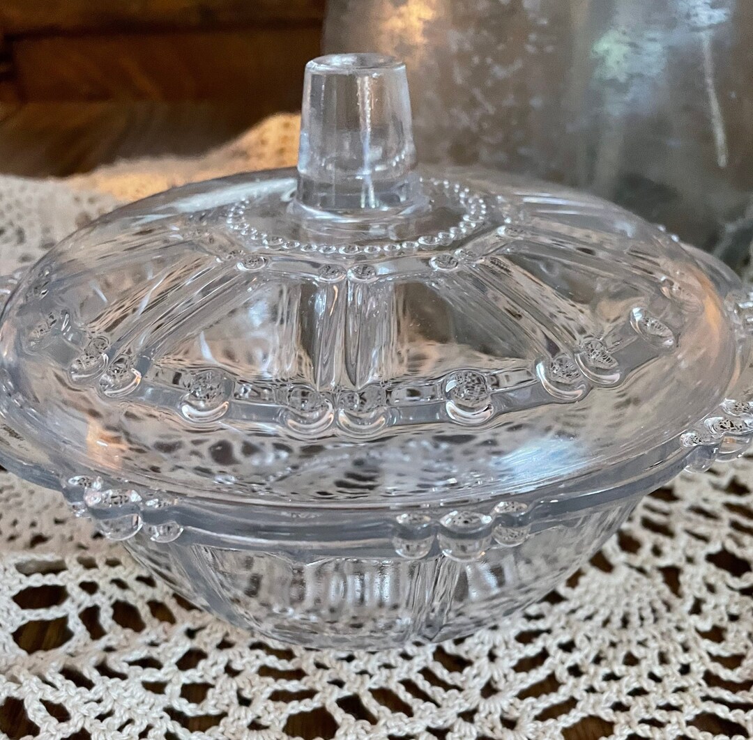 Vintage Crystal Covered Candy Dish Oyster Pearl Pattern KIG - Etsy