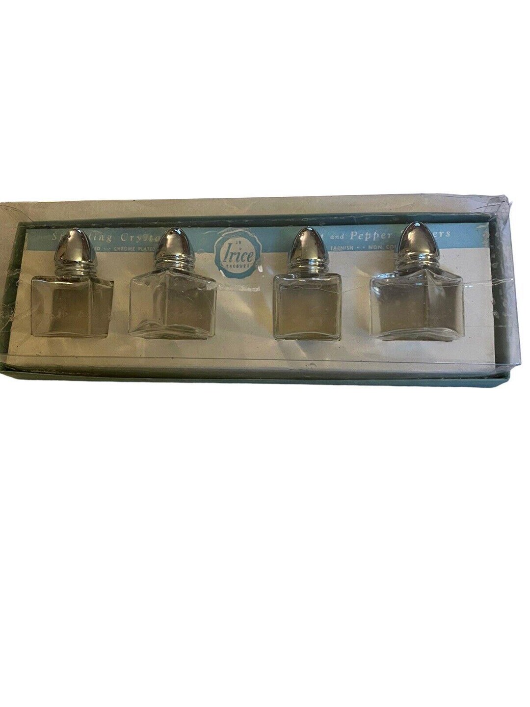 IRICE Crystal Salt and Pepper Shakers With Chrome Plated Tops Set of 4 ...