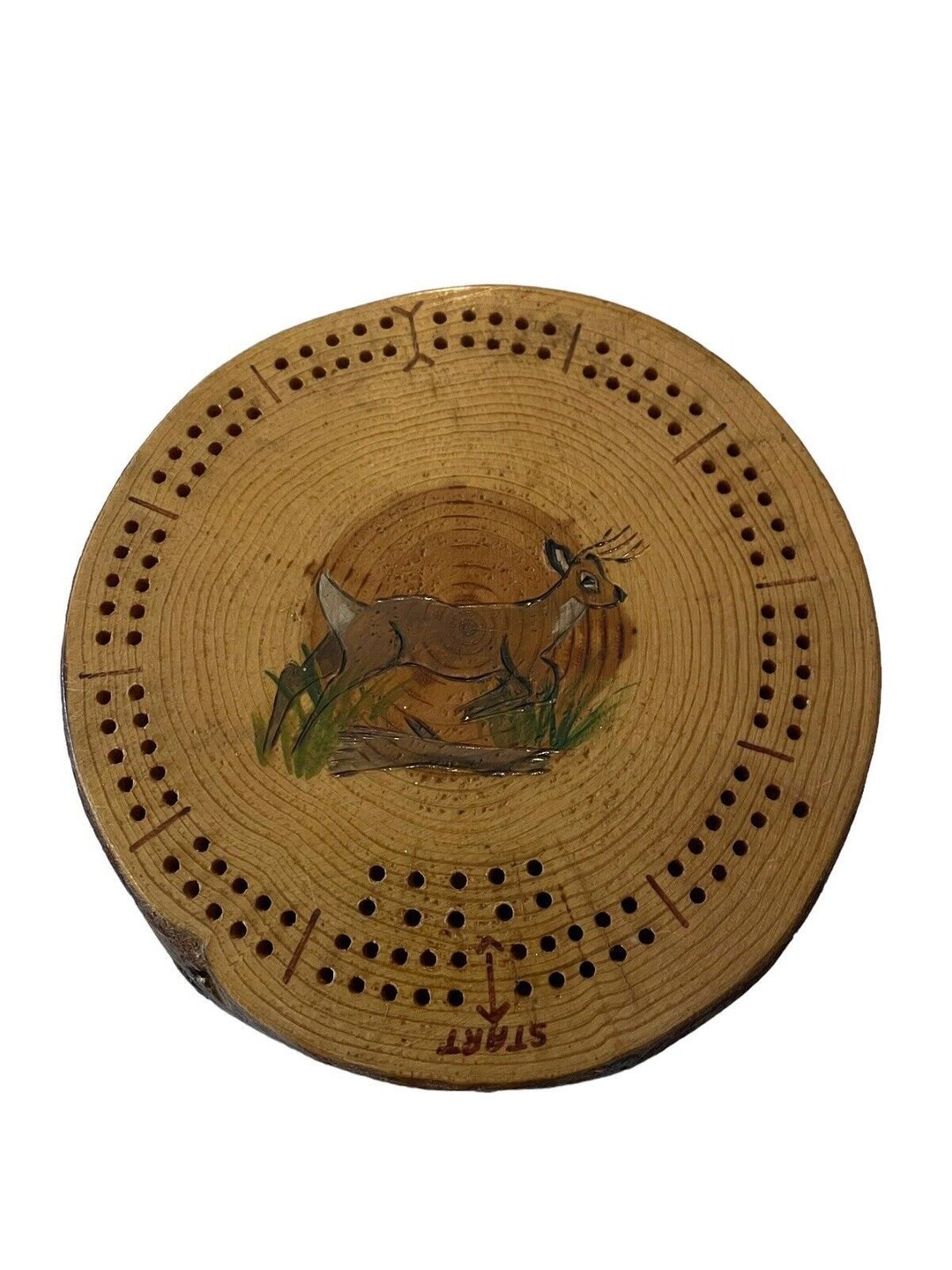 Handmade Wood Cribbage Board Vintage Round Live Edge Deer Design - Etsy