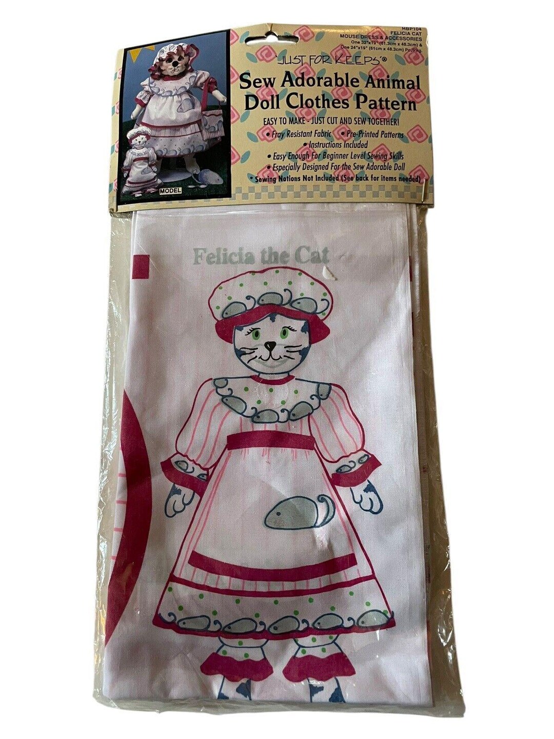 VTG Just for Keeps Animal Doll Kit Felicia the Cat 1993 New Old Stock ...