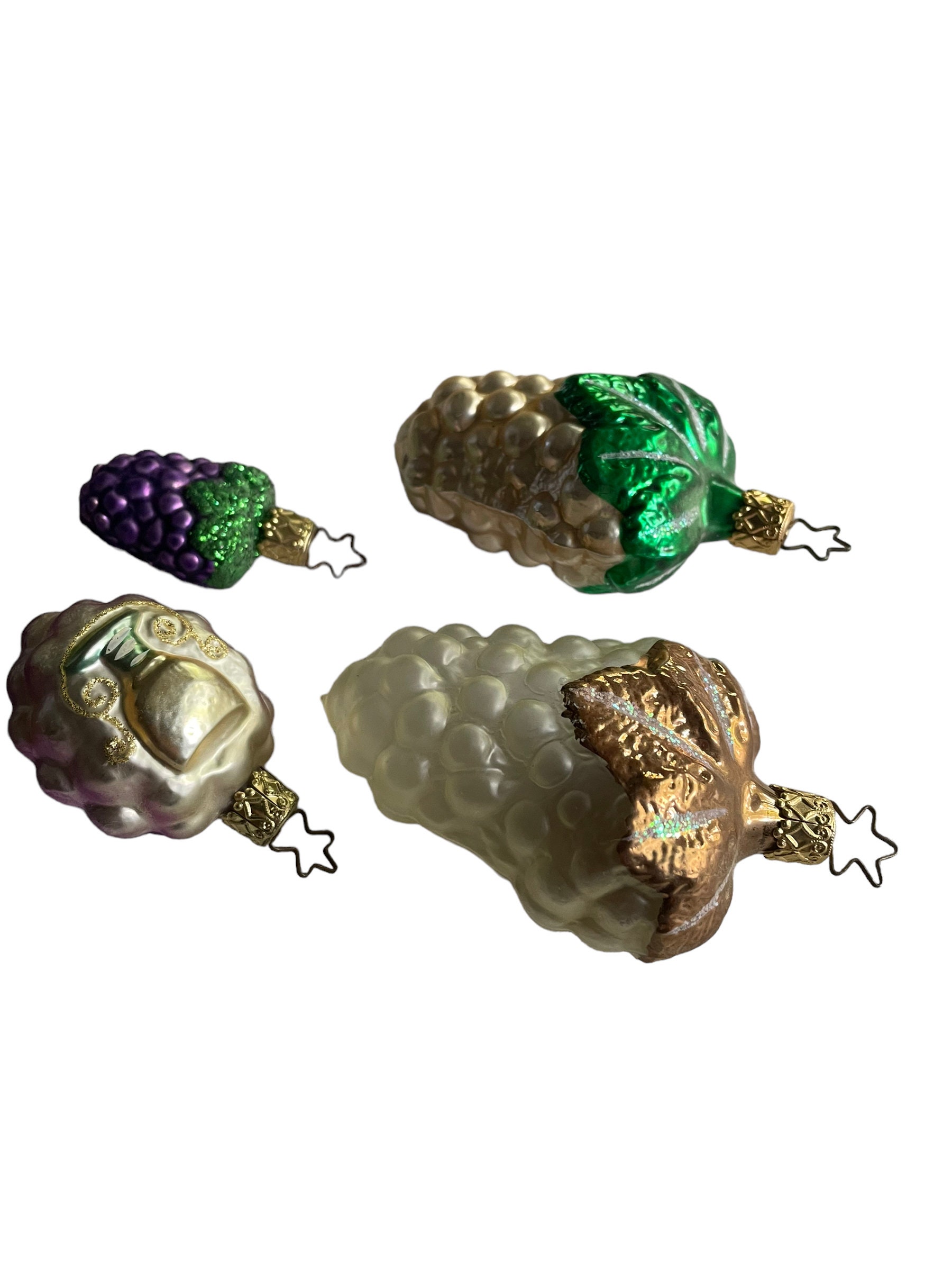 Inge Glas Hand Blown Christmas Ornaments Set of 4 Grape Designs - Etsy
