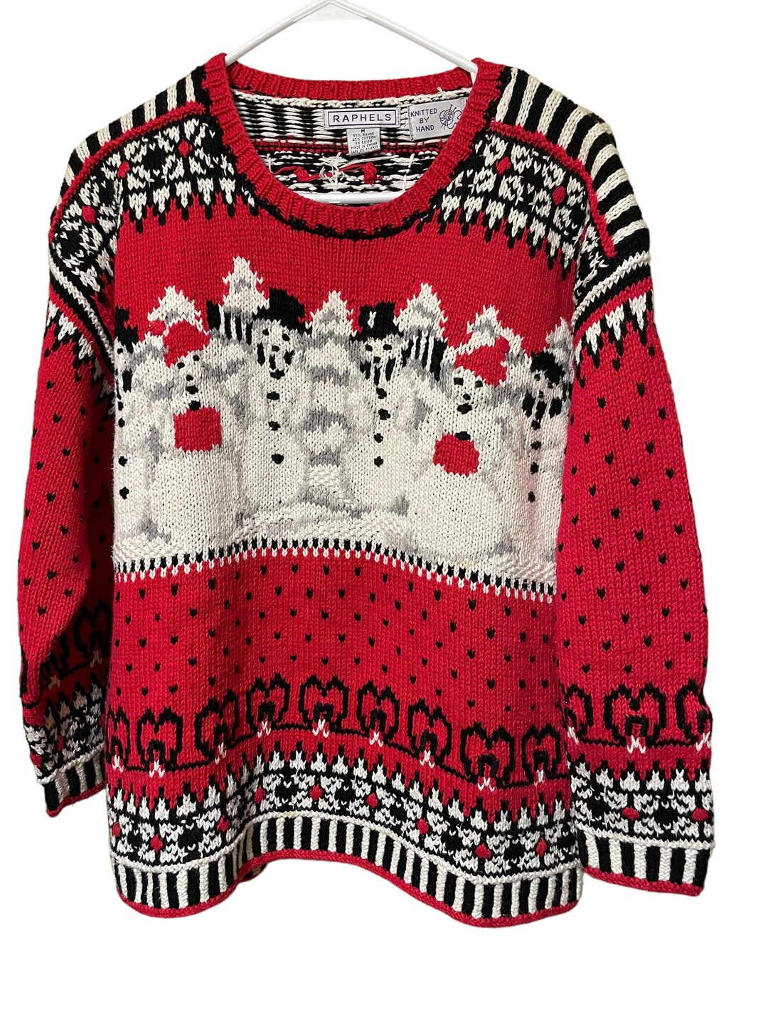 Raphels Hand Knit Cotton Ramie Sweater Winter Print Size M - Etsy