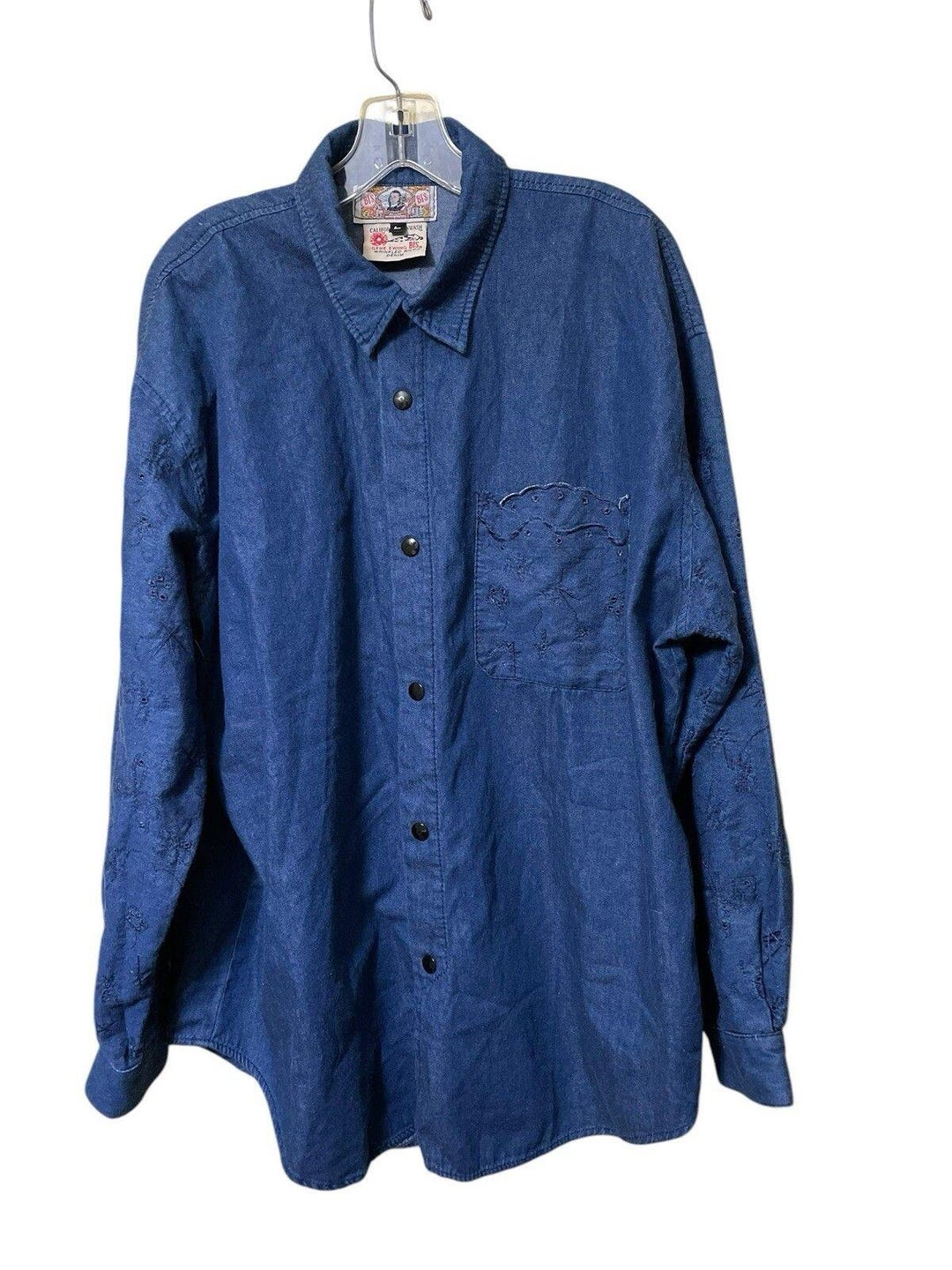 Denim Blouse Gene Ewing BIS Wrinkled Rich Denim Size L - Etsy