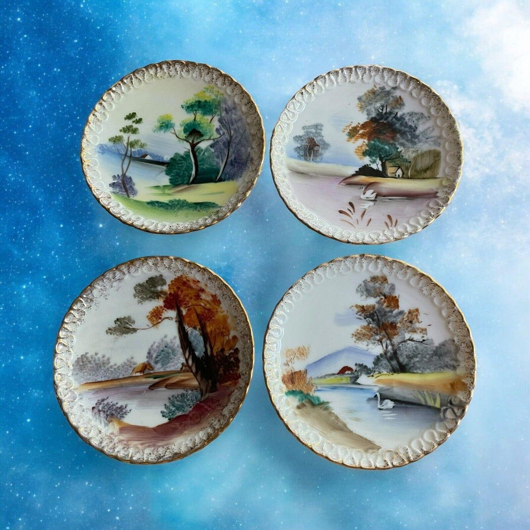 Hand Painted Porcelain Plates Made in Japan 4 Set of 4 - Etsy