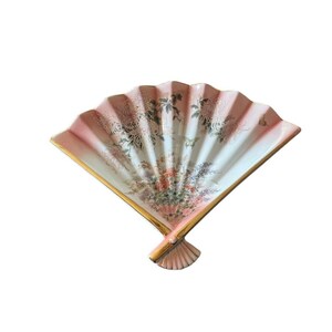Japanese Porcelain Fan Dish Marked Kyoto Butterflies, Peonies, Gilt ...
