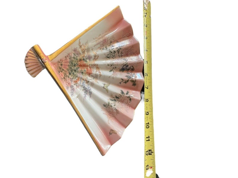 Japanese Porcelain Fan Dish Marked Kyoto Butterflies, Peonies, Gilt ...