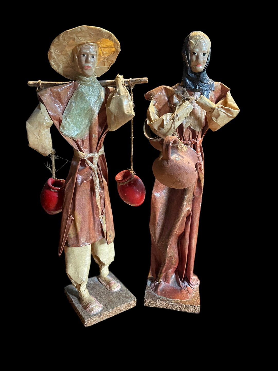 Vintage Papier Maché Mexican Folk Art Figures Hand Made Villagers W ...